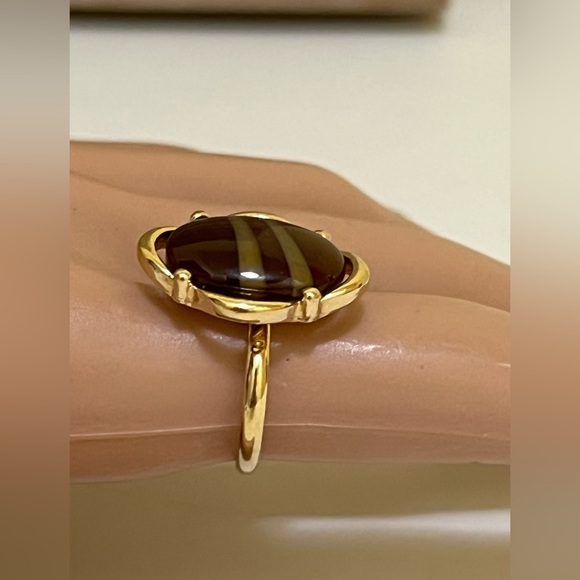 Sarah Coventry | Jewelry | Vintage 7s Faux Tigers Eye Brown Ring Gold ...